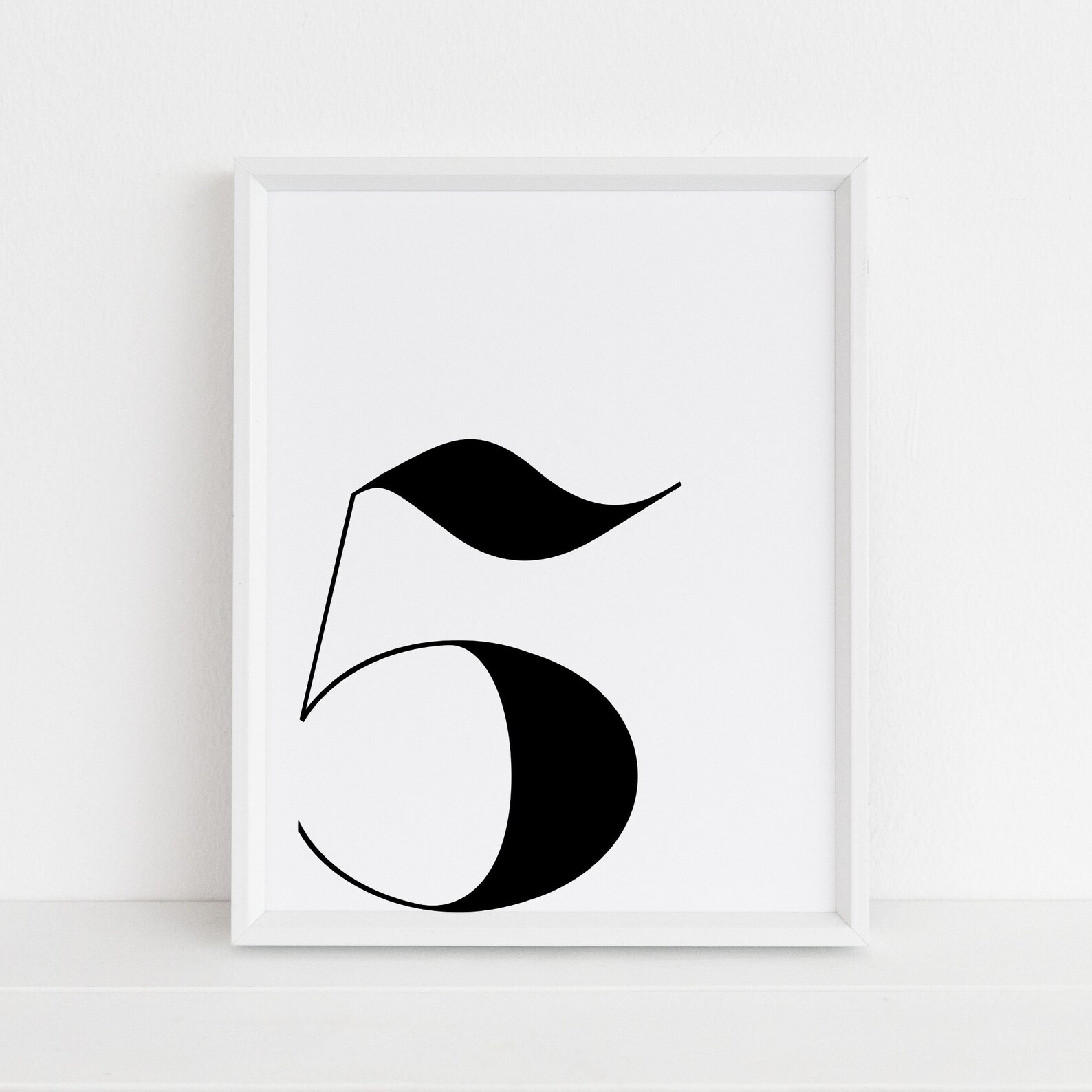 Number 5 Sign, Number Prints, Number Printable Art, Number Five Print ...