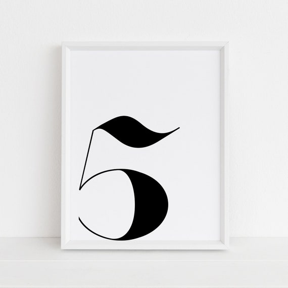 Number 5 Sign Number Prints Number Printable Art Number - Etsy