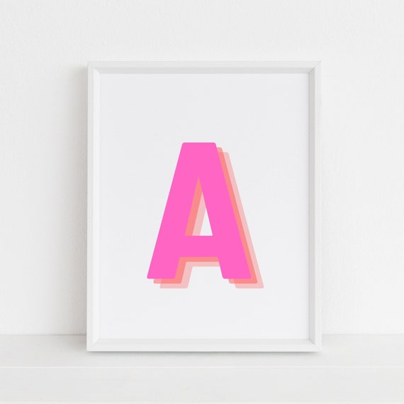 Retro 3d Letter A Print Monogram Letter Print Pink and | Etsy