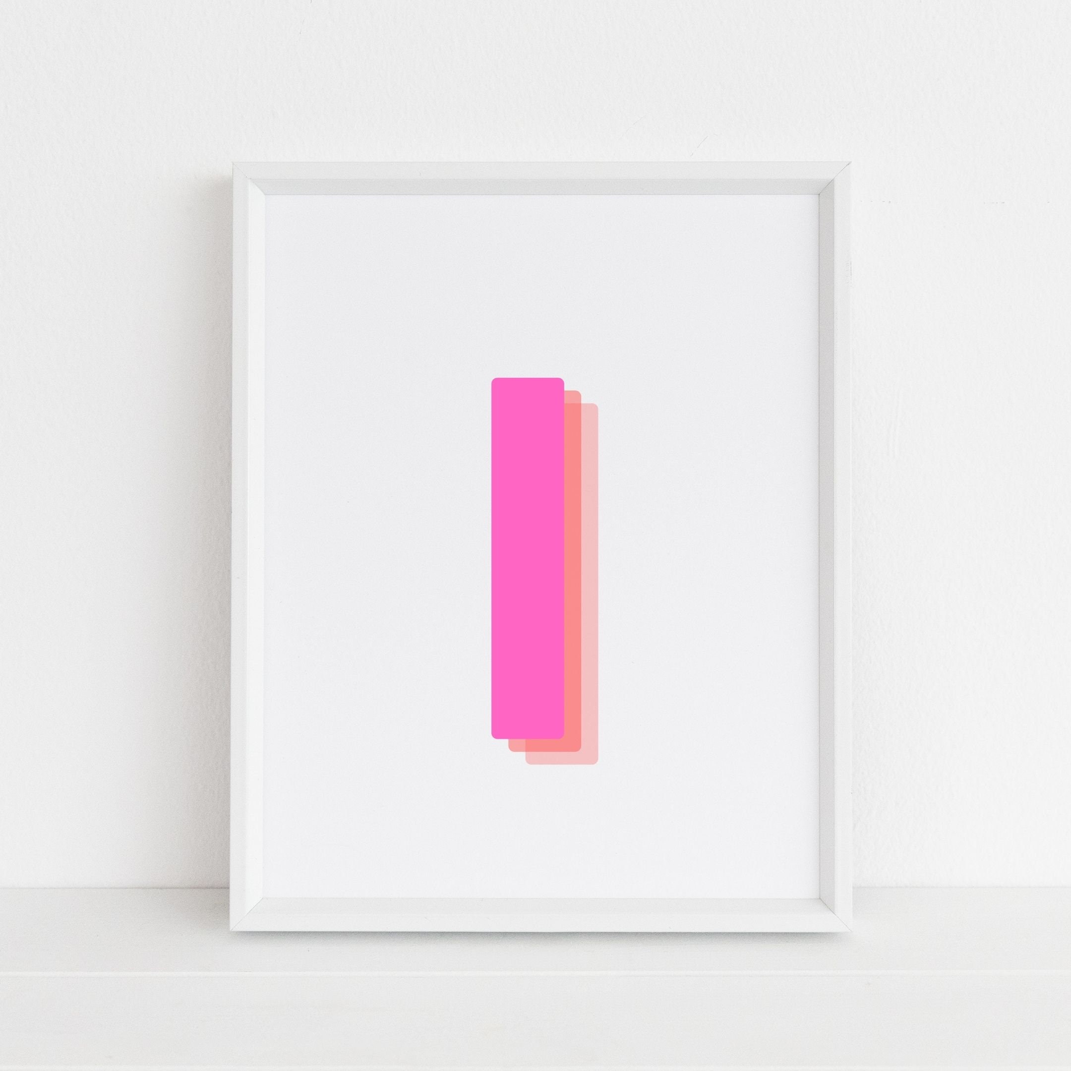 Retro 3d Letter I Print, Initial Poster, Monogram Letter Print, Pink ...