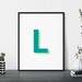 Retro 3d Letter L Print, Monogram Letter Print, Green and Lime Letter ...