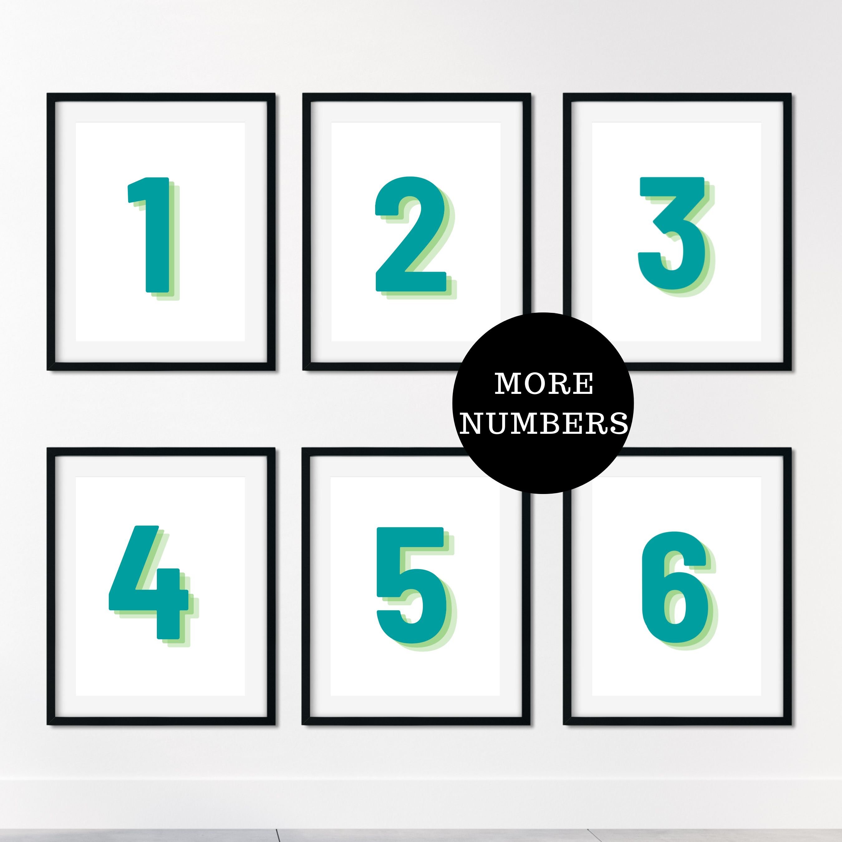 Retro 3d Green Number 5 Print, Monogram Number Five Print, Green Digit ...