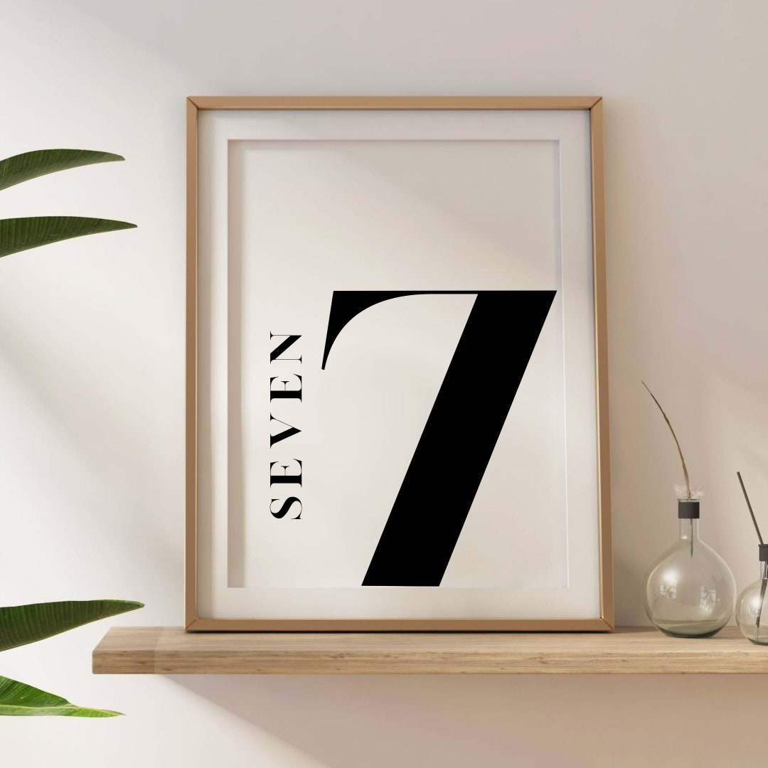 Number 7 Print, Monogram Print, Number Seven, Wall Art Print, Wedding ...