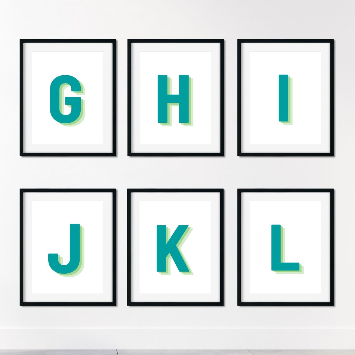 Retro 3d Letter L Print, Monogram Letter Print, Green and Lime Letter ...