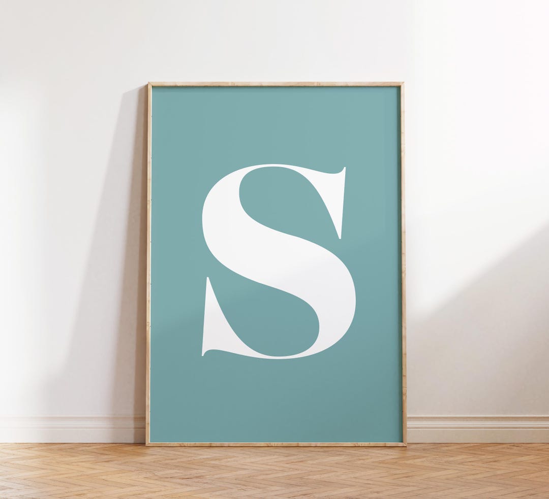 Letter S Poster, Alphabet S Letter Art Print, Uppercase Name Initial S ...