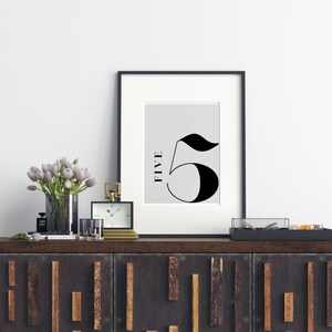 Number 5 Print, Monogram Print, Number Five, Wall Art Print, Wedding ...
