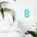 Retro 3d Neon Blue Number 8 Print, Monogram Number Eight Print, Blue ...