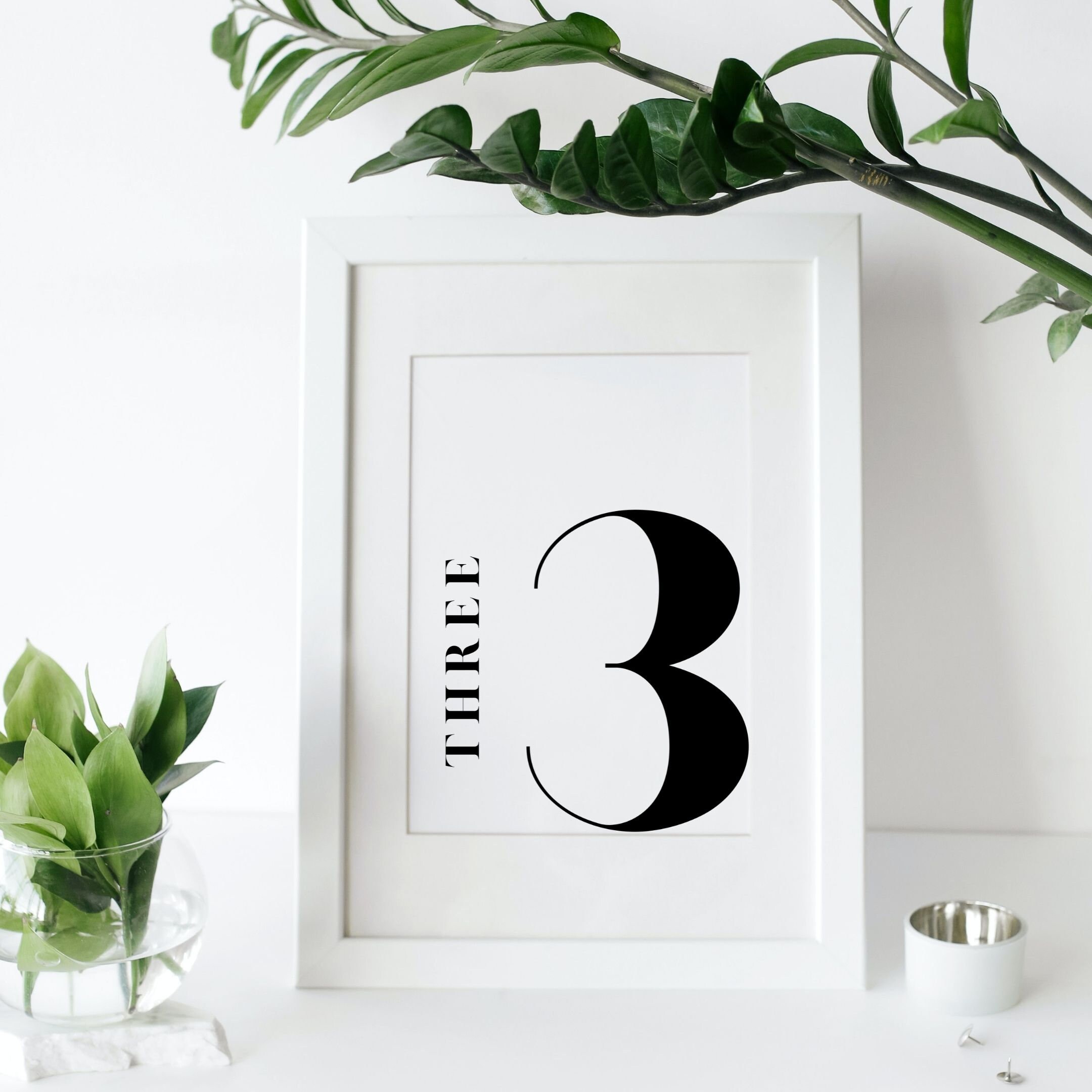 Minimalist Print, Number 3 Sign, Number Prints, Printable Wall Art ...