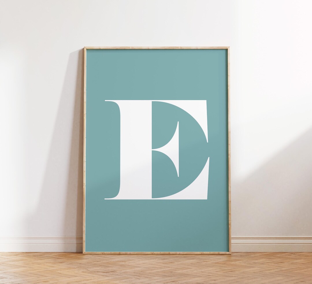 Letter E Poster, Alphabet E Letter Art Print, Uppercase Name Initial E ...