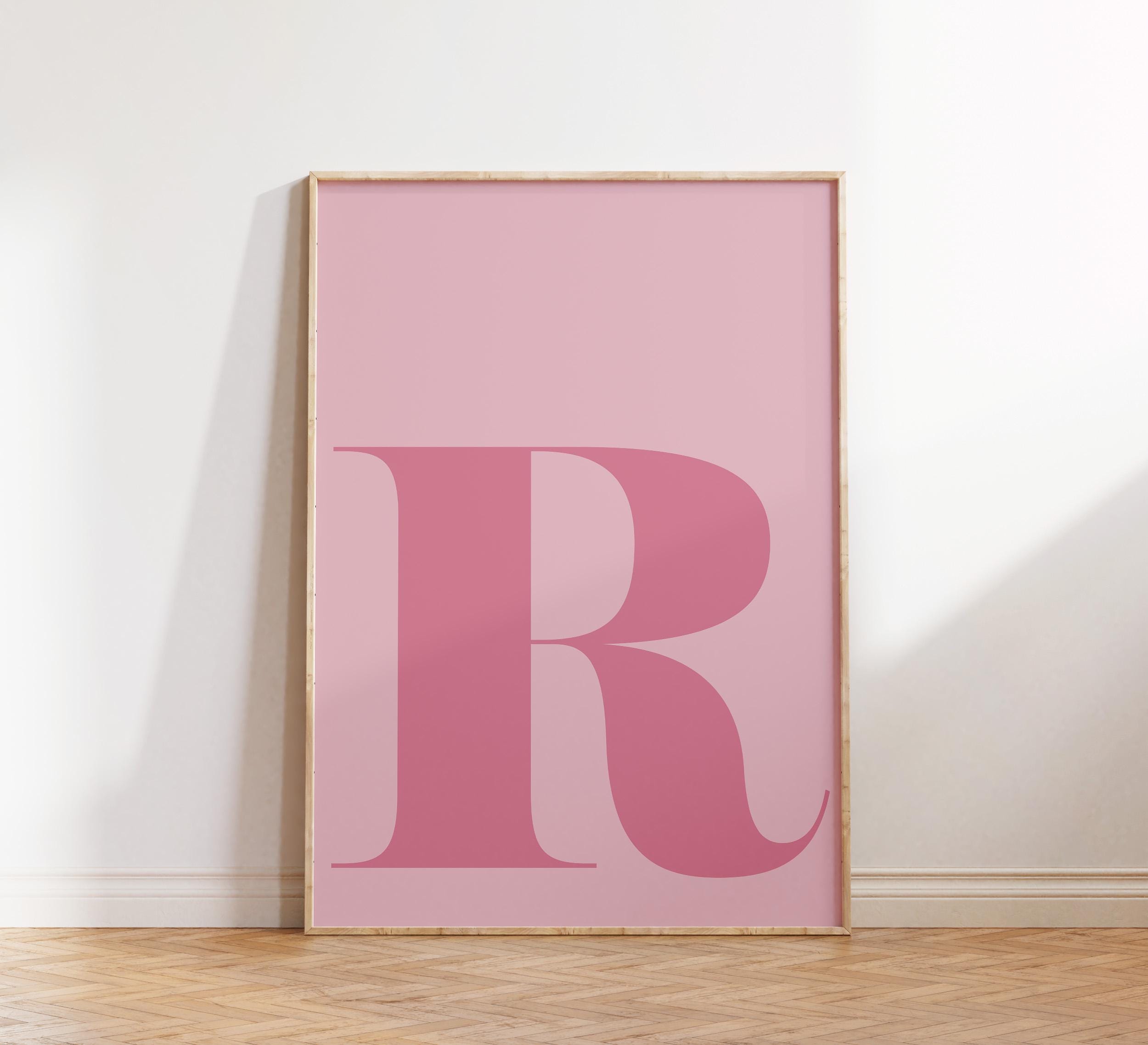 Letter R Poster, Pink Wall Art Print, Alphabet R Letter Art Print ...