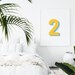 Retro 3d Yellow Number 2 Print, Monogram Number Two Print, Yellow Digit ...