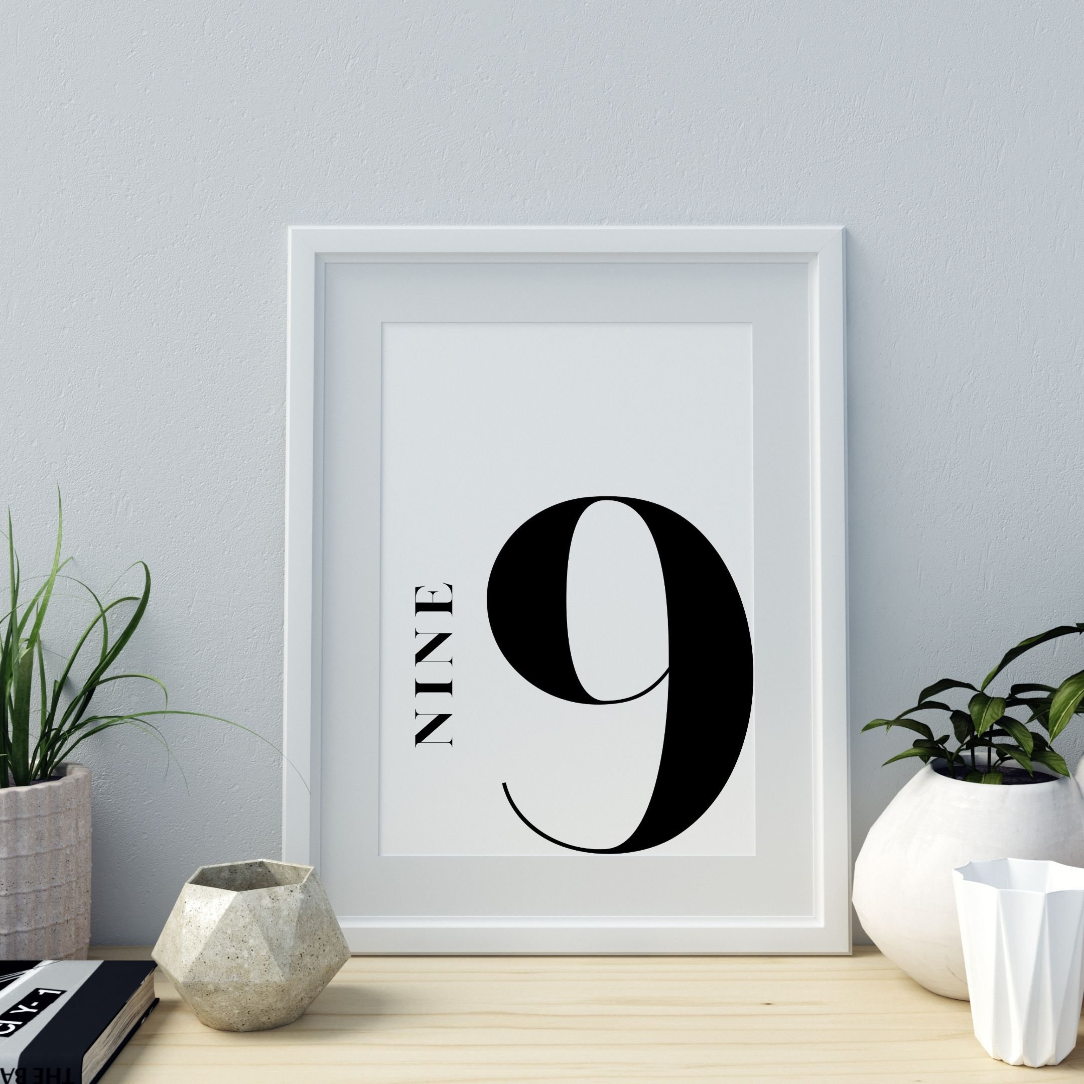 Number 9 Print, Monogram Print, Number Nine, Wall Art Print, Wedding ...