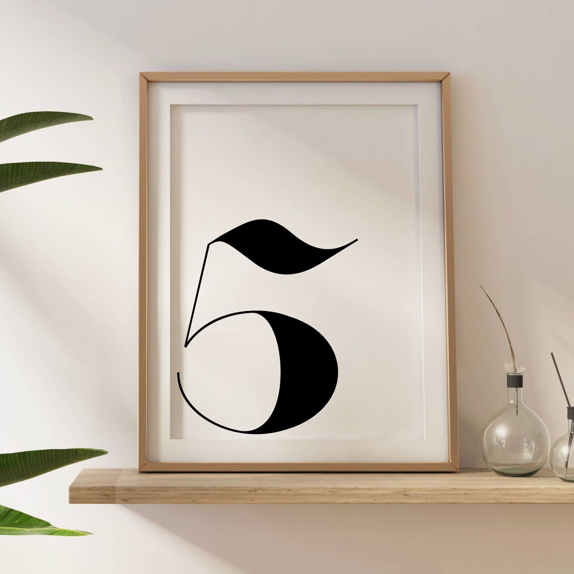 Number 5 Sign, Number Prints, Number Printable Art, Number Five Print ...