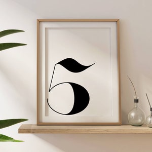 Number 5 Sign, Number Prints, Number Printable Art, Number Five Print ...