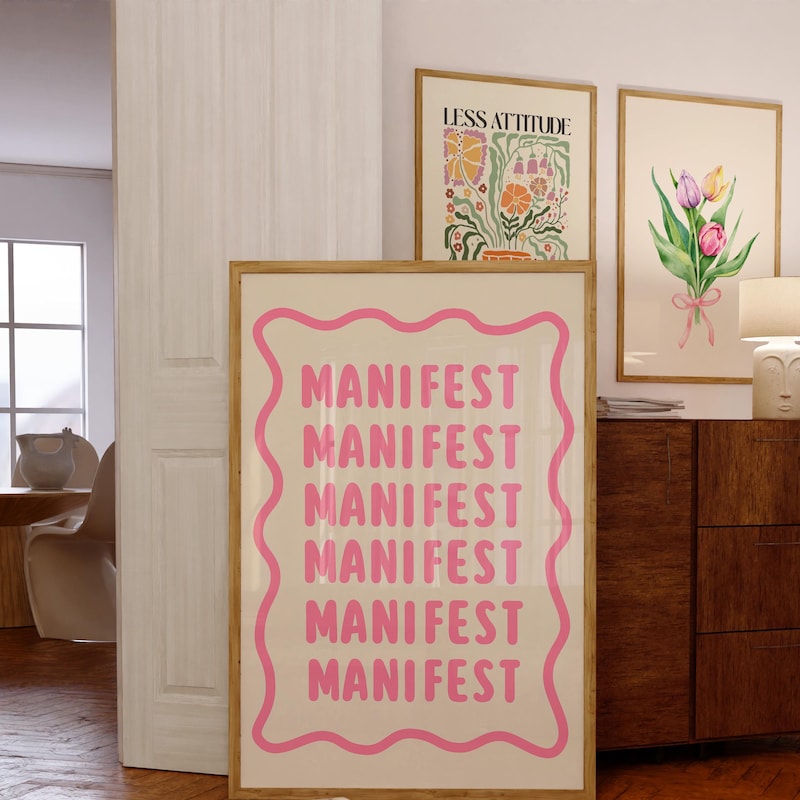 Manifest Pink Poster - Etsy