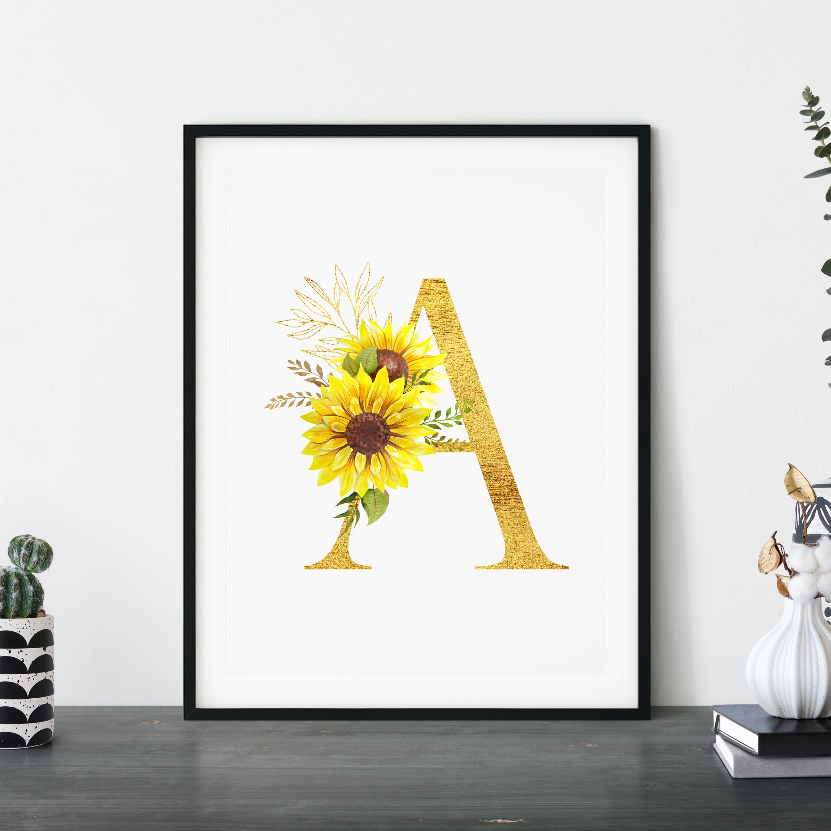 Sunflowers A Alphabet PNG, Letter A, Yellow Floral Clip Art ...