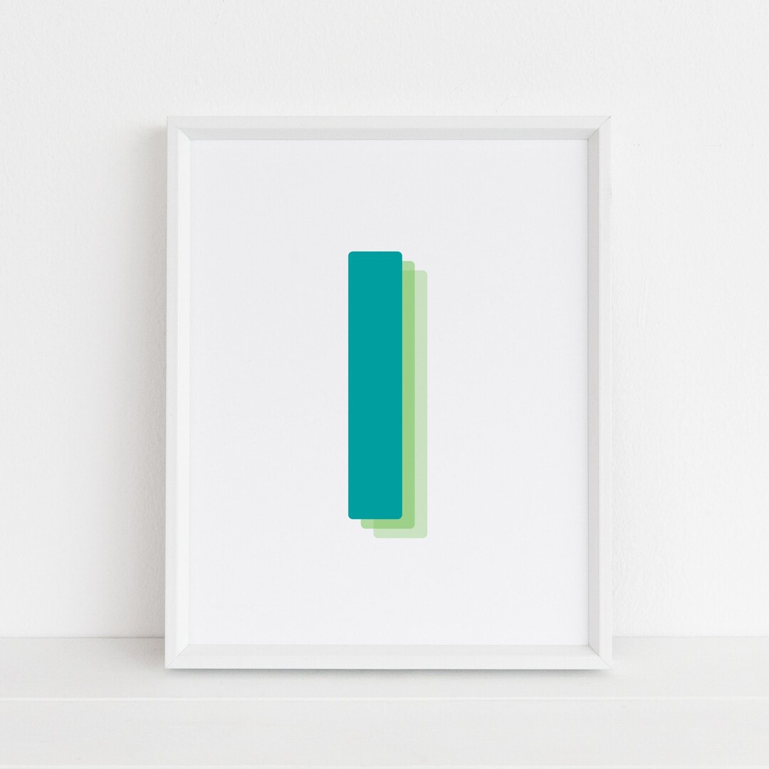 Retro 3d Letter I Print, Monogram Letter Print, Green and Lime Letter ...