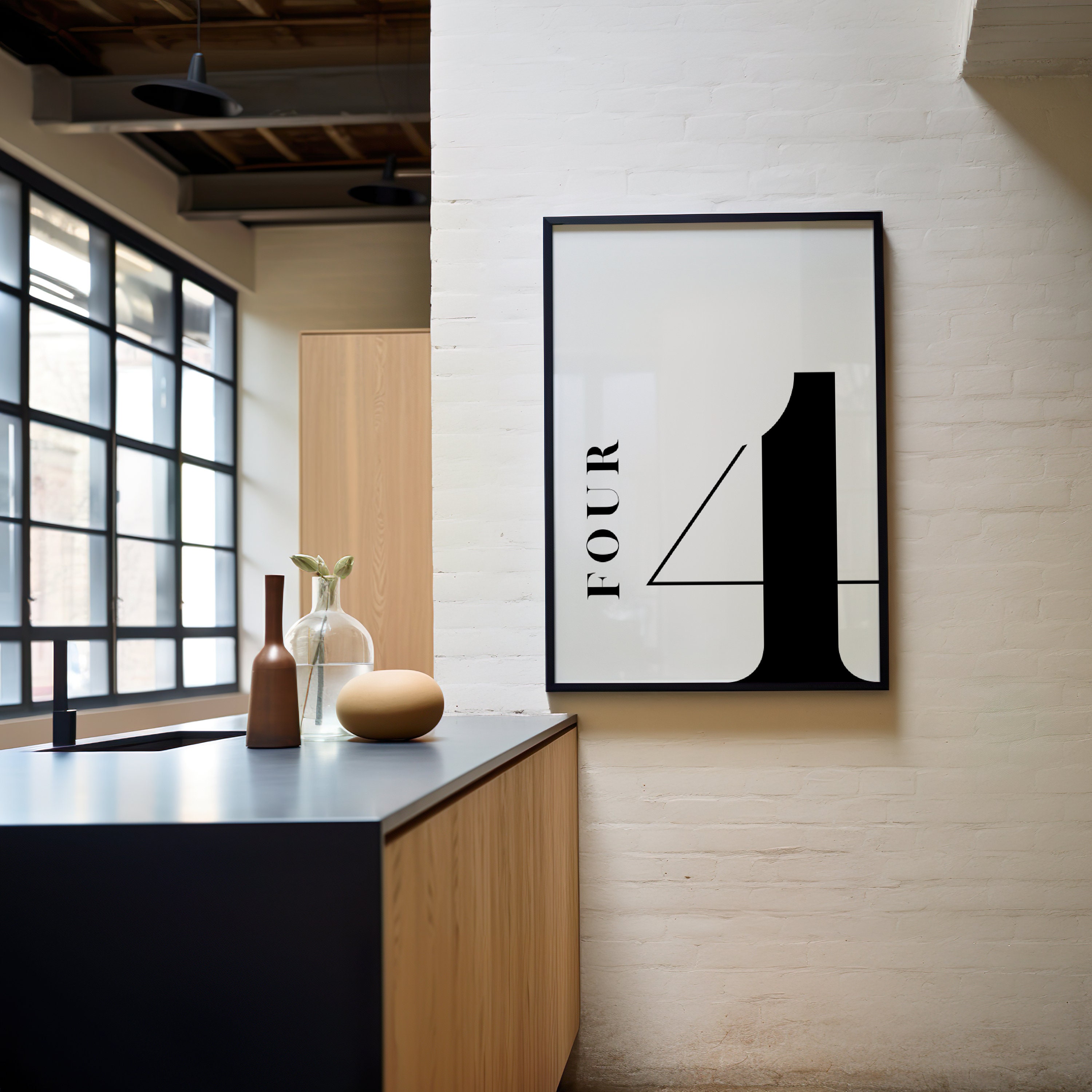 Number 4 Print, Monogram Print, Number Four, Wall Art Print, Wedding ...