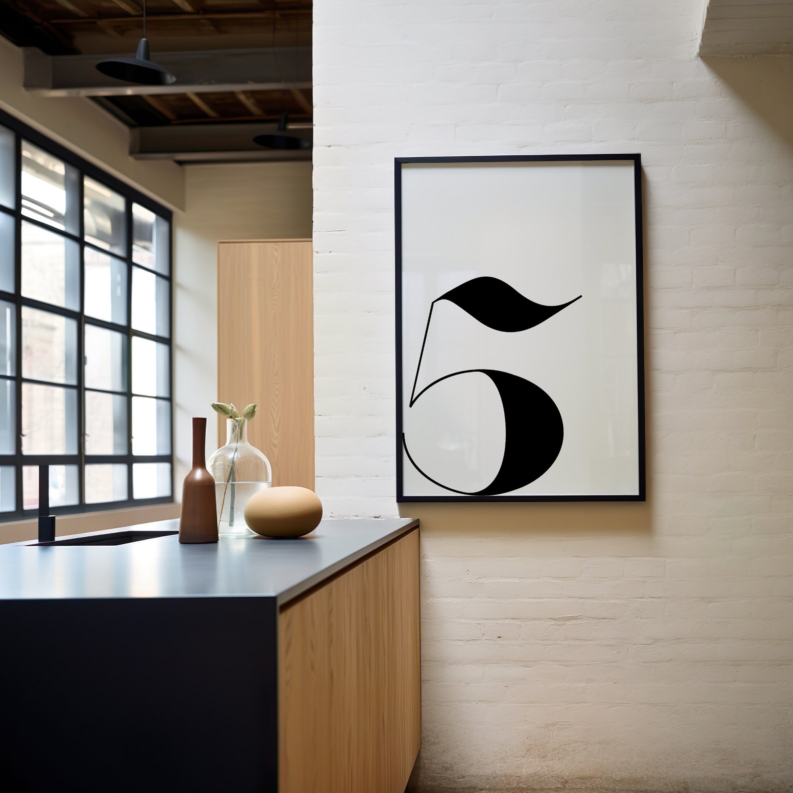 Number 5 Sign, Number Prints, Number Printable Art, Number Five Print ...