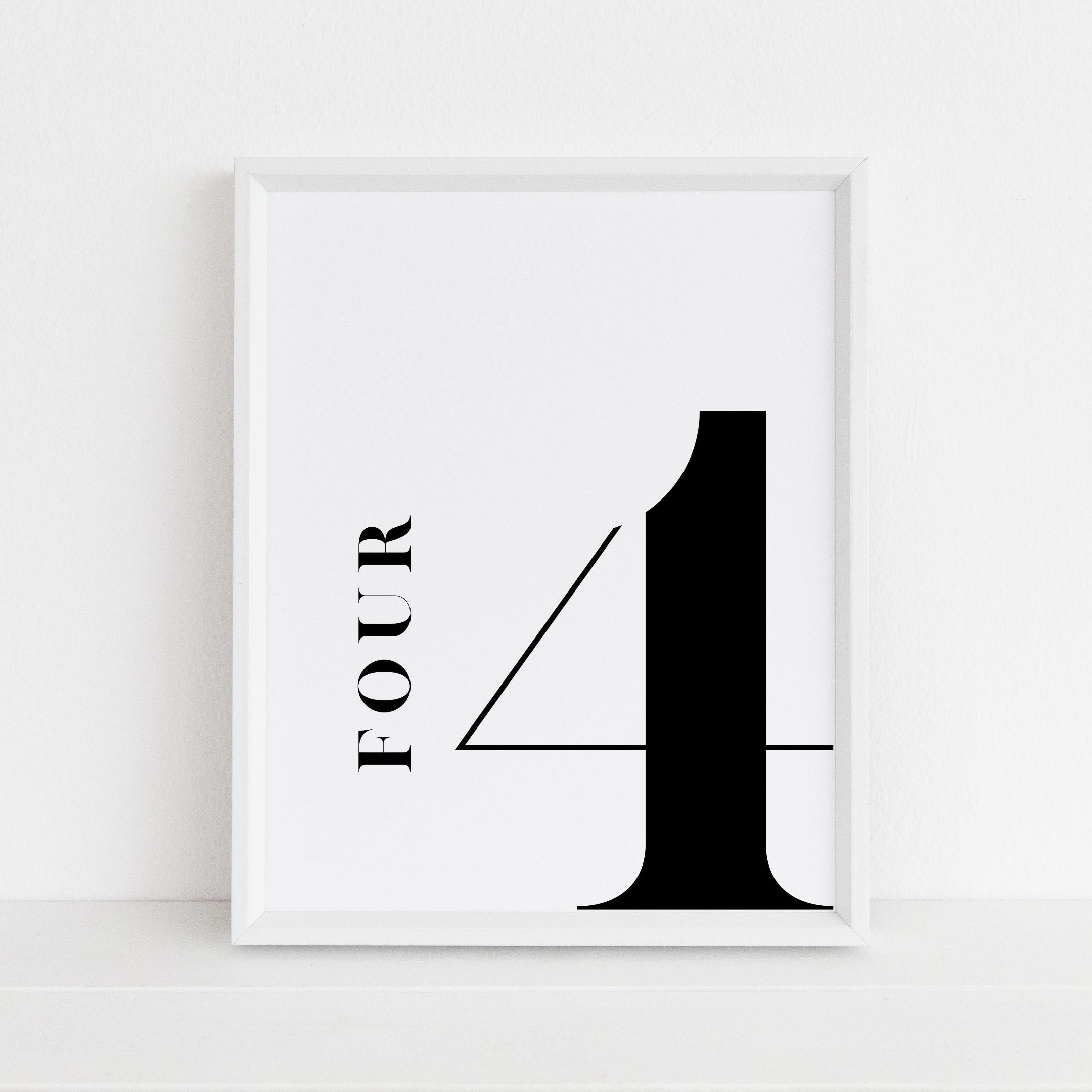 Number 4 Print, Monogram Print, Number Four, Wall Art Print, Wedding ...