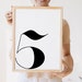 Number 5 Sign, Number Prints, Number Printable Art, Number Five Print ...