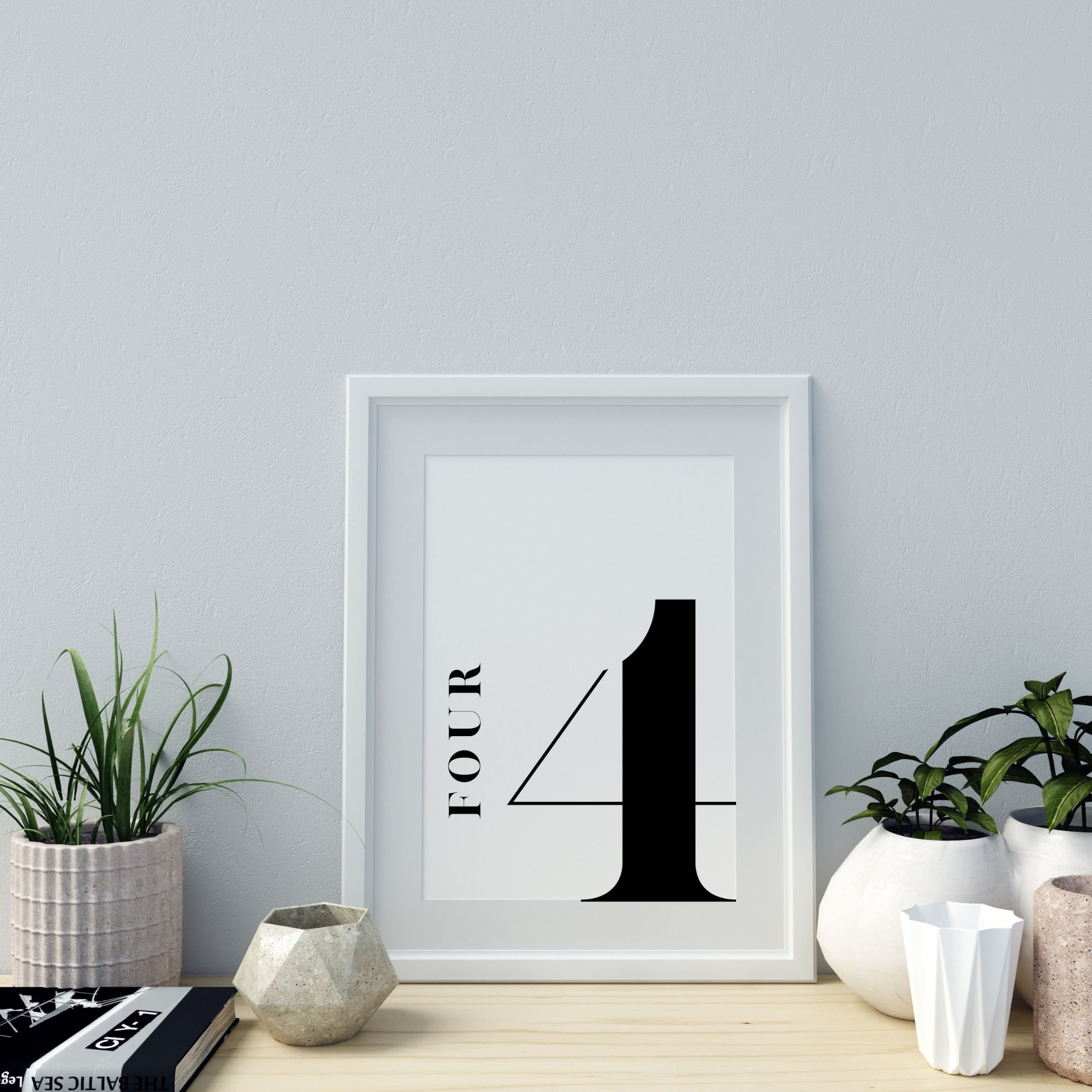 Number 4 Print, Monogram Print, Number Four, Wall Art Print, Wedding ...