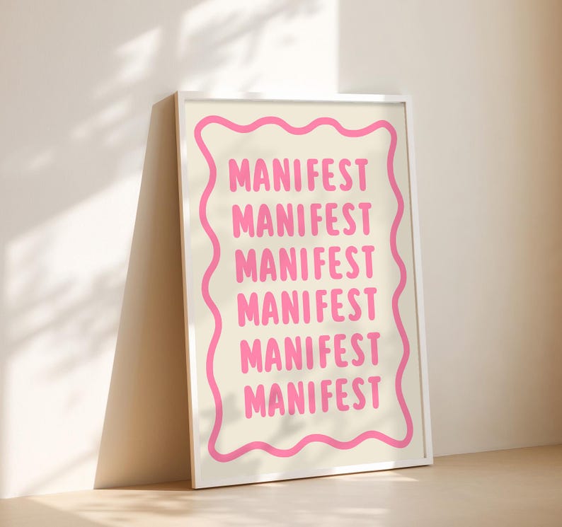 Manifest Art Print, Pink Poster, Dorm Decor, Inspirational Print, Wall ...