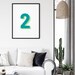 Retro 3d Green Number 2 Print, Monogram Number Two Print, Green Digit ...