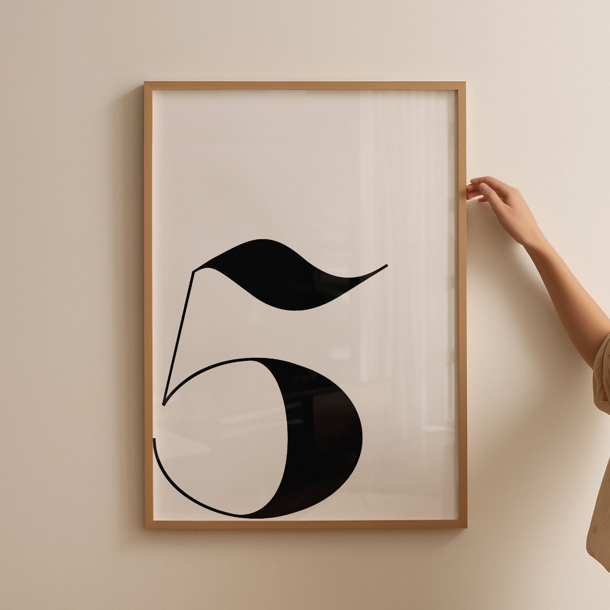 Number 5 Sign, Number Prints, Number Printable Art, Number Five Print ...