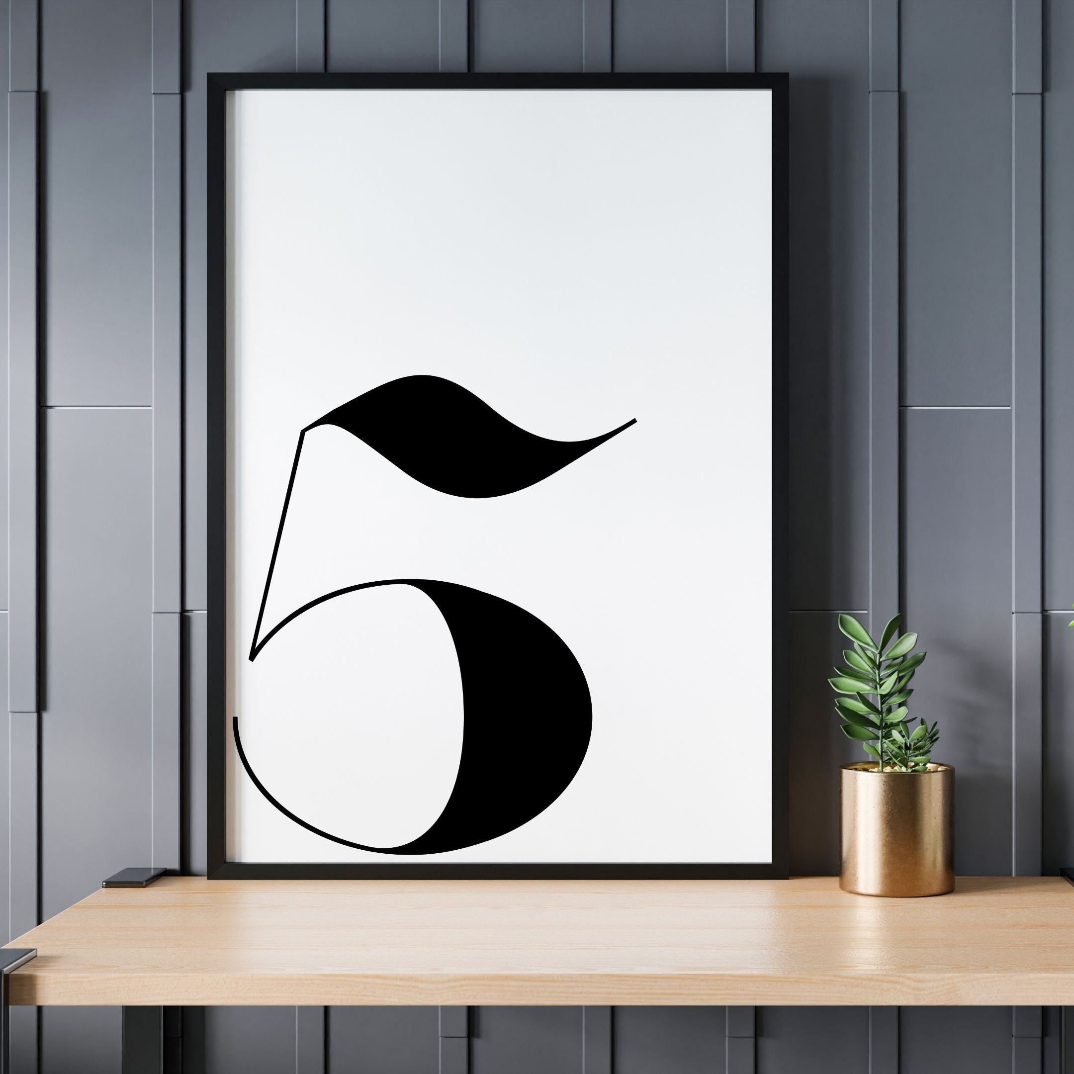 Number 5 Sign, Number Prints, Number Printable Art, Number Five Print ...