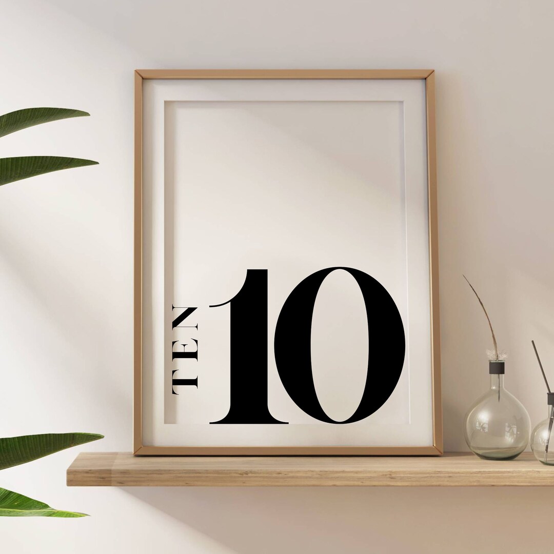 Number 10 Print, Monogram Print, Number Ten, Wall Art Print, Wedding ...