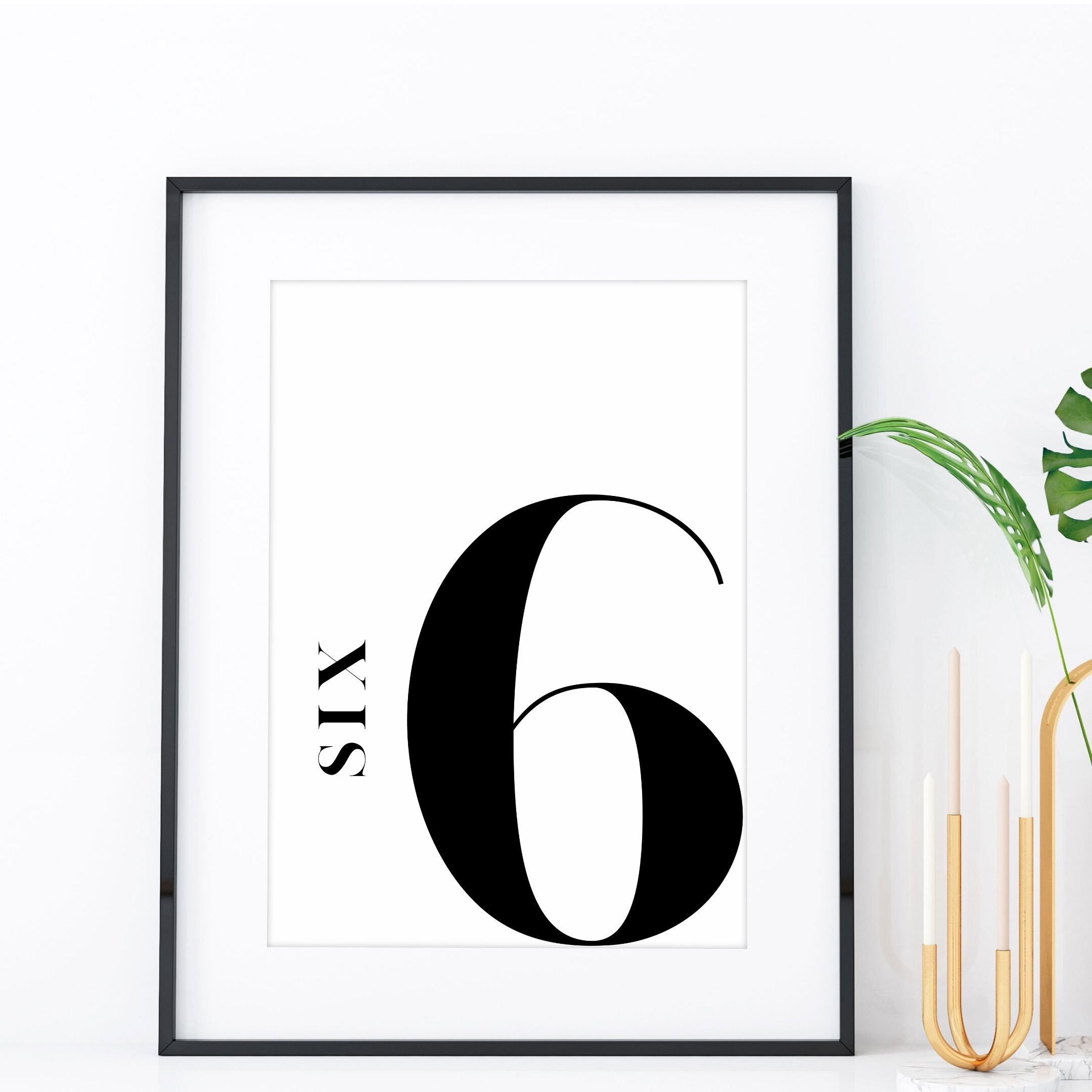 Number 6 Print, Monogram Print, Number Six, Wall Art Print, Wedding ...