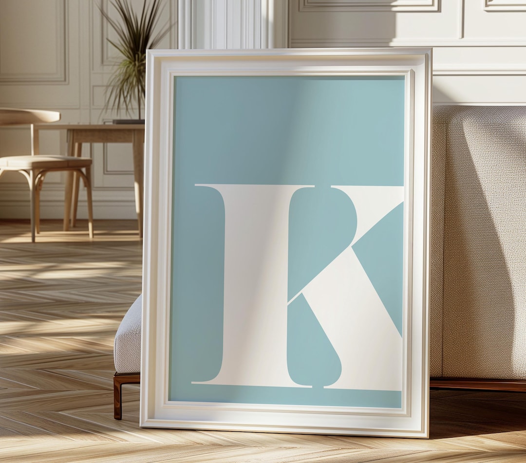 Letter S Print, Single Letter Poster, Light Blue Wall Art, Initial S ...