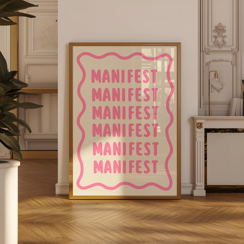 Manifest Art Print, Pink Poster, Dorm Decor, Inspirational Print, Wall ...