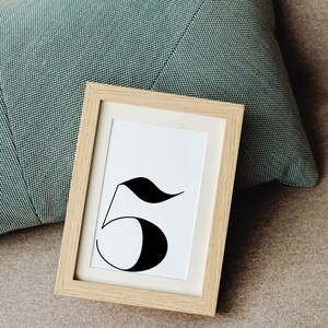 Number 5 Sign, Number Prints, Number Printable Art, Number Five Print ...