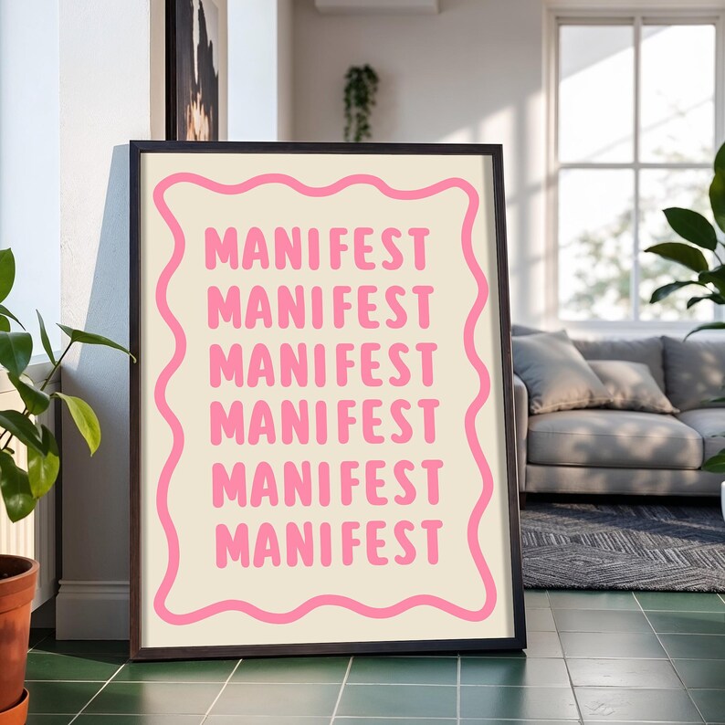 Manifest Art Print, Pink Poster, Dorm Decor, Inspirational Print, Wall ...