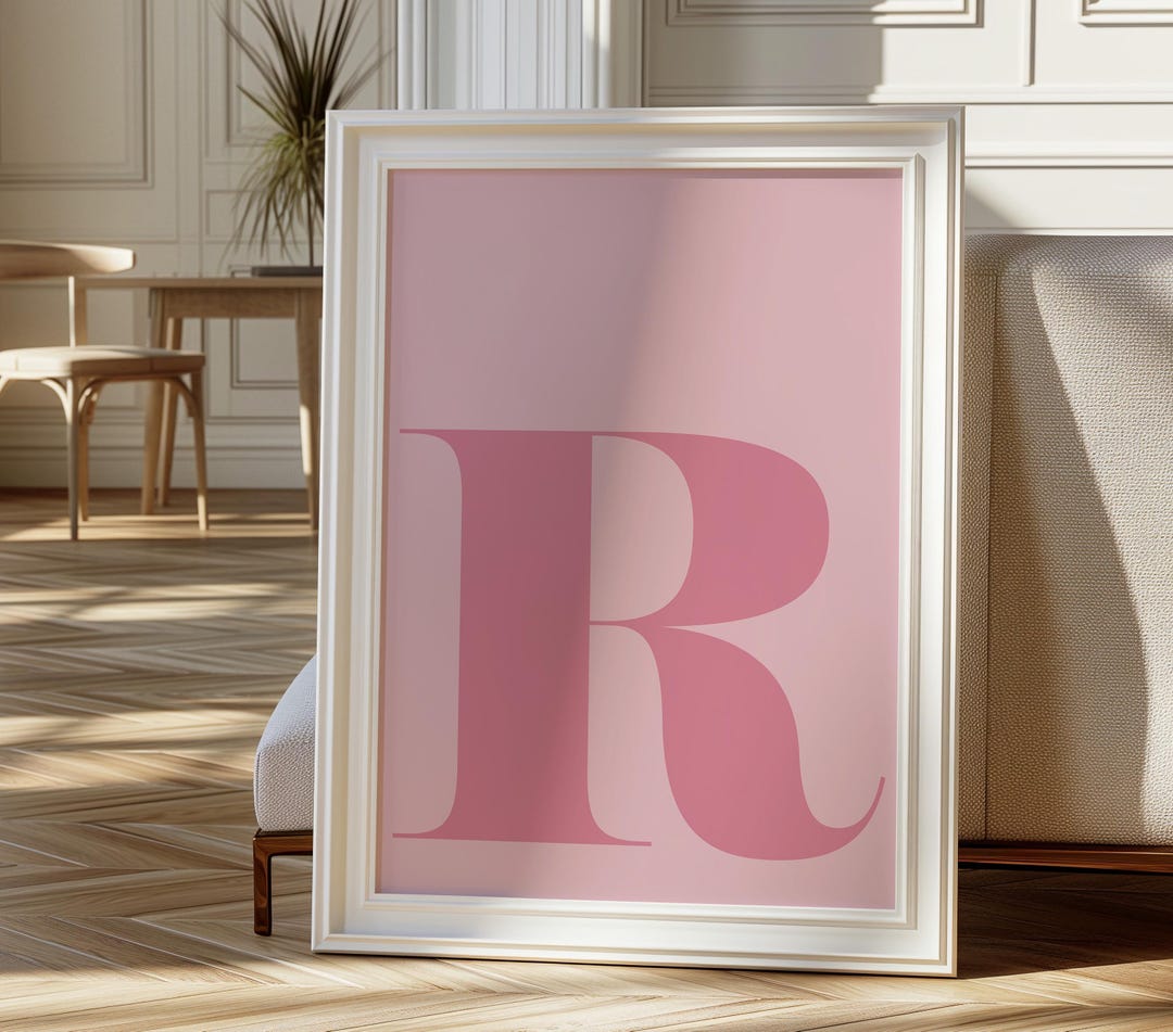 Letter R Poster, Pink Wall Art Print, Alphabet R Letter Art Print ...