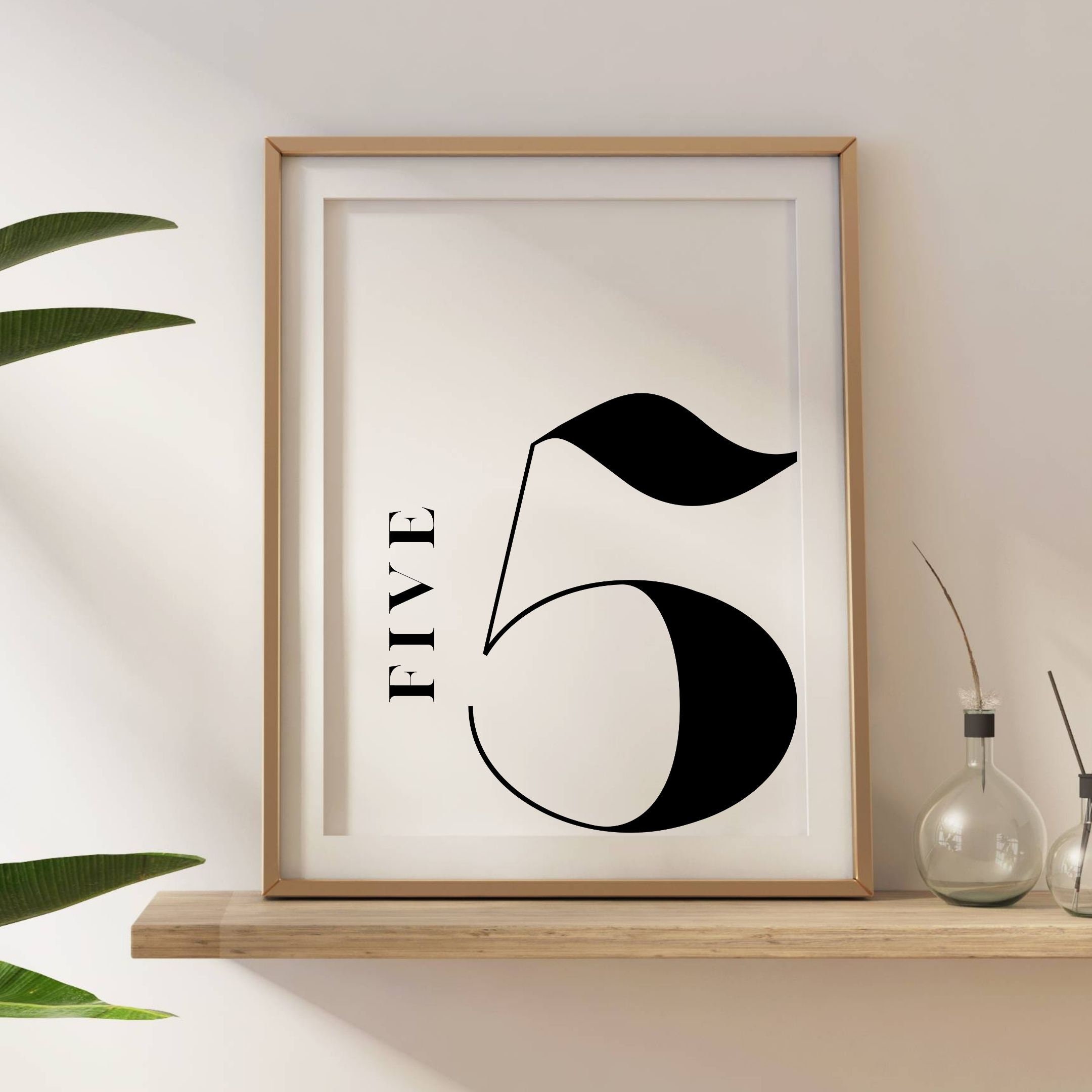 Number 5 Print, Monogram Print, Number Five, Wall Art Print, Wedding ...