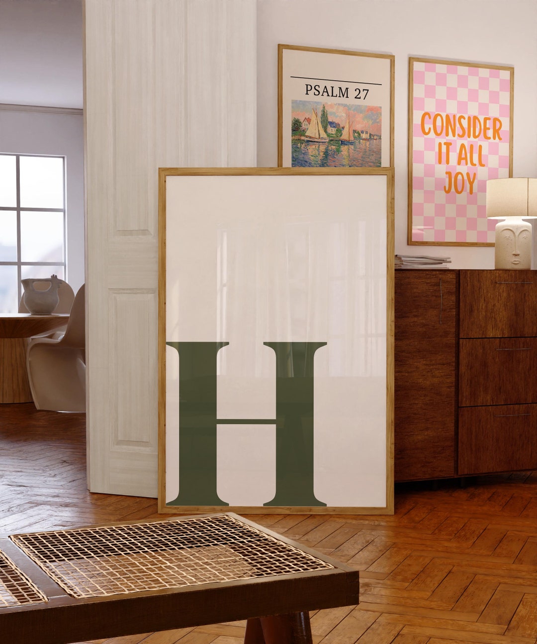 Letter H Poster, Green Wall Art Print, Alphabet H Letter Art Print ...