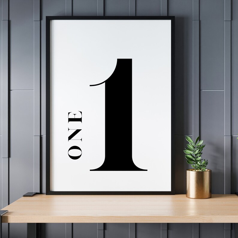 Number 1 Print, Monogram Print, Number One, Wall Art Print, Wedding ...