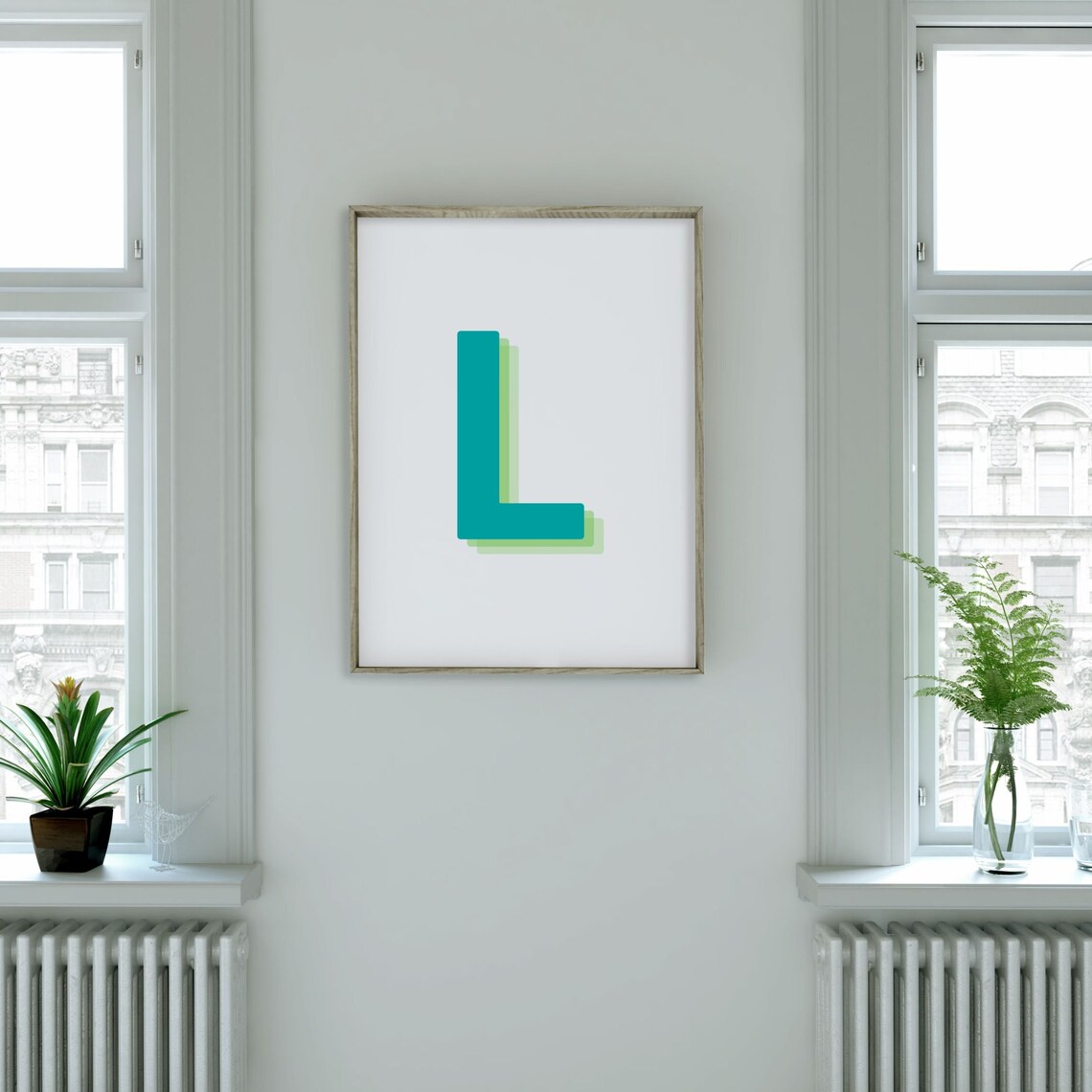 Retro 3d Letter L Print, Monogram Letter Print, Green and Lime Letter ...