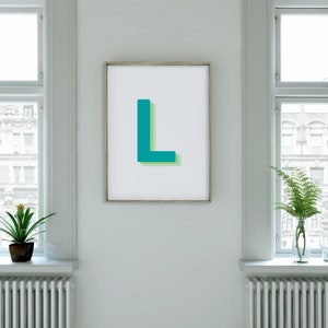 Retro 3d Letter L Print, Monogram Letter Print, Green and Lime Letter ...