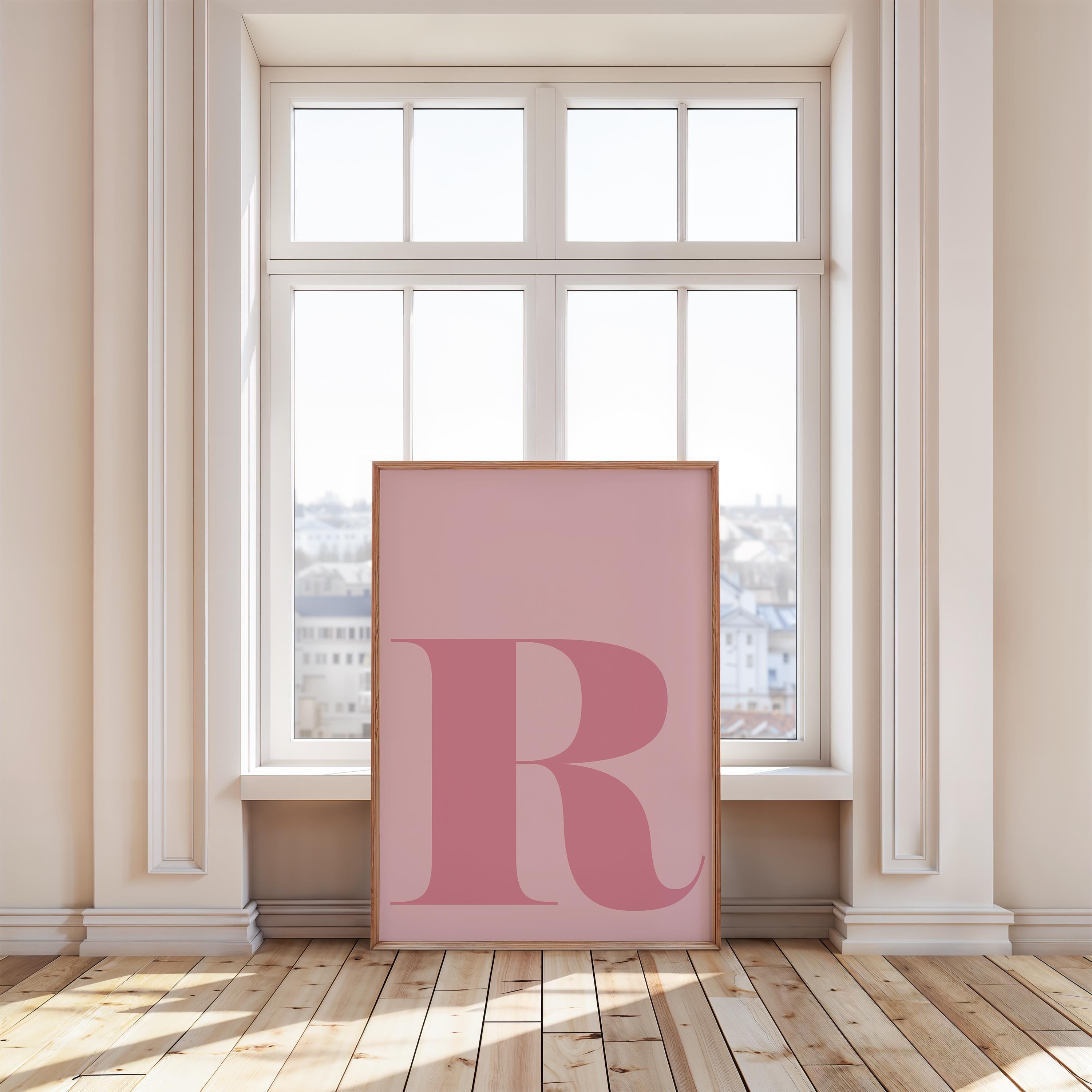 Letter R Poster, Pink Wall Art Print, Alphabet R Letter Art Print ...