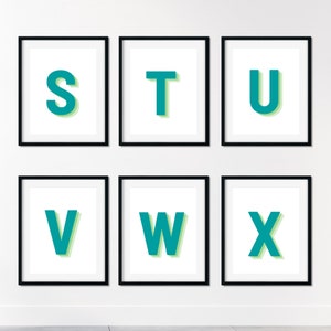 Retro 3d Letter L Print, Monogram Letter Print, Green and Lime Letter ...