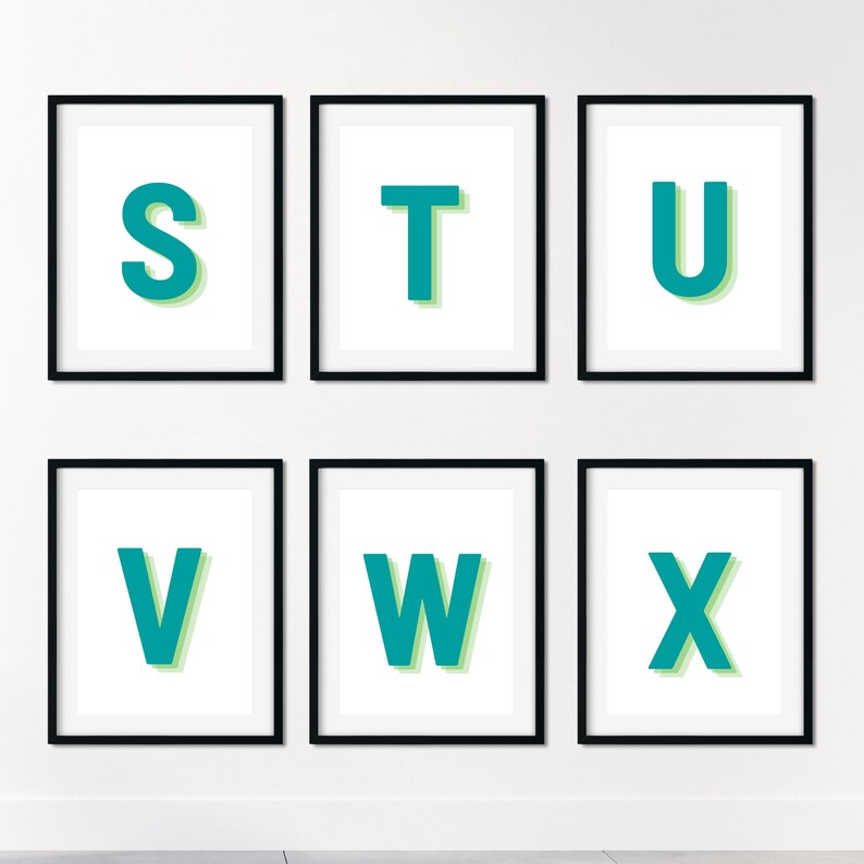 Retro 3d Letter L Print, Monogram Letter Print, Green and Lime Letter ...