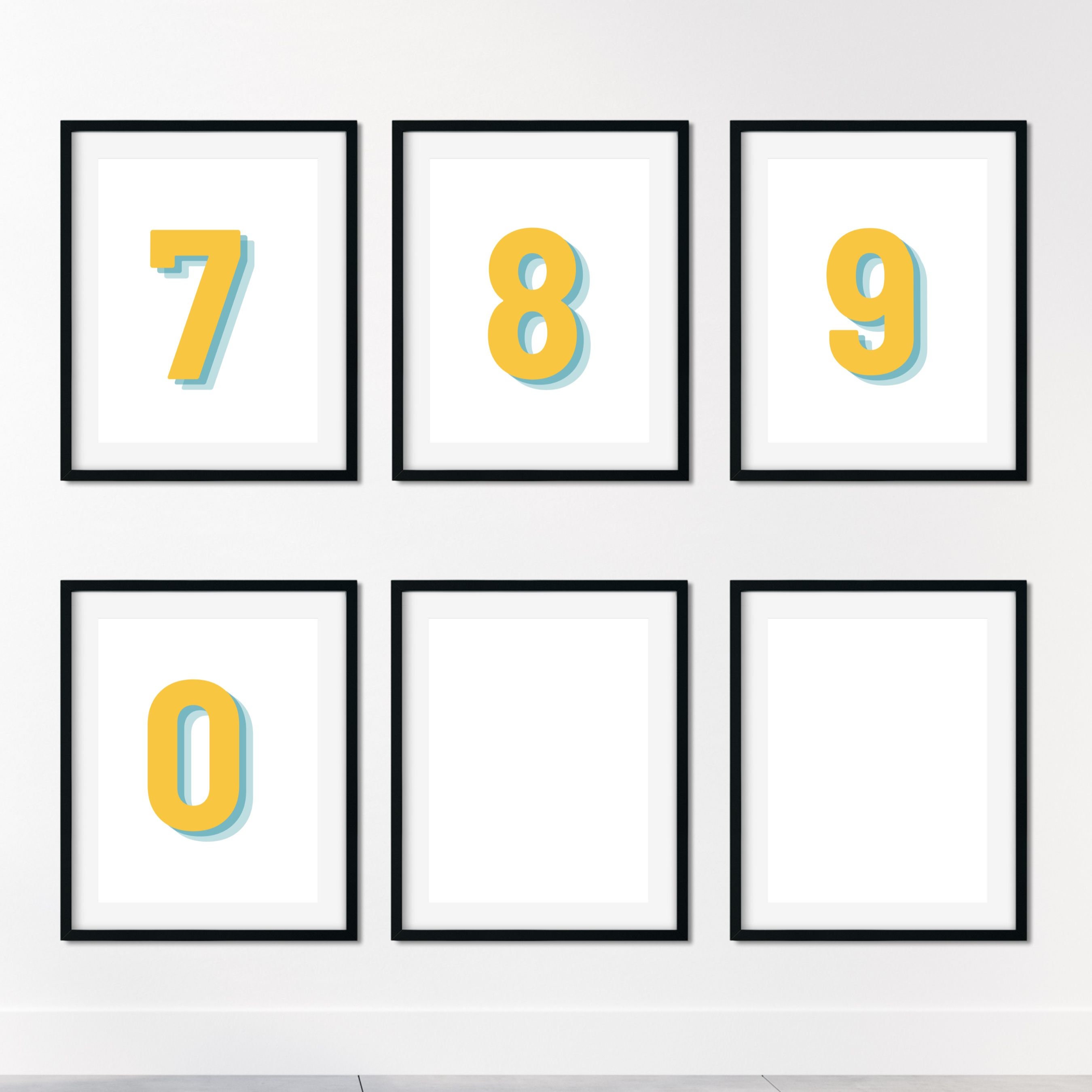 Retro 3d Yellow Number 2 Print, Monogram Number Two Print, Yellow Digit ...