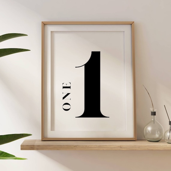 Number 1 Print Monogram Print Number One Wall Art Print | Etsy