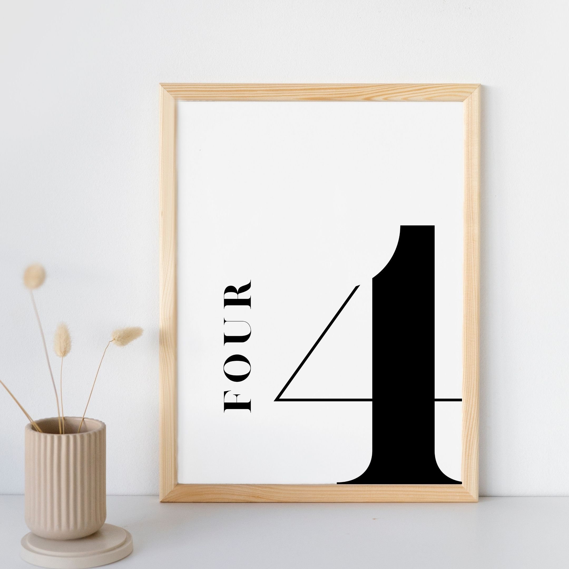 Number 4 Print, Monogram Print, Number Four, Wall Art Print, Wedding ...