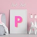 Retro 3d Letter P Print, Monogram Letter Print, Pink and Orange Letter ...