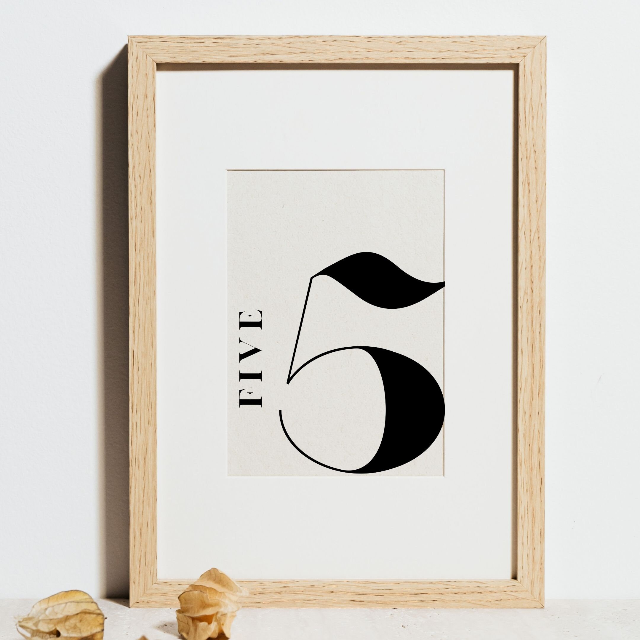 Number 5 Print, Monogram Print, Number Five, Wall Art Print, Wedding ...